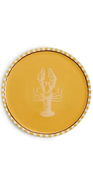 Carolina K Hand-painted Lobster Serving Plate - Yellow