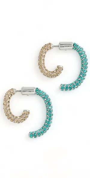 Demarson Luna Pave Mini Earrings - Colorado Topaz/blue Zircon