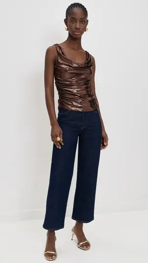 Astr The Label Leanne Metallic Top