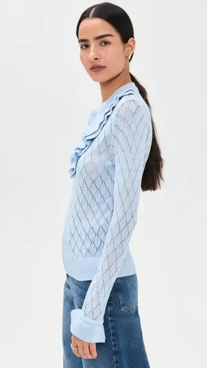 THE LULO PROJECT Knit Top With Ruffle Edges
