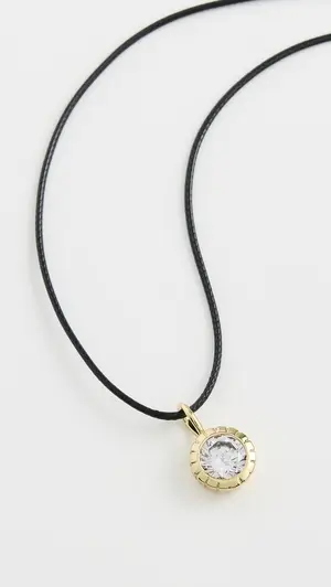 Alexa Leigh Round Bezel Leather Necklace