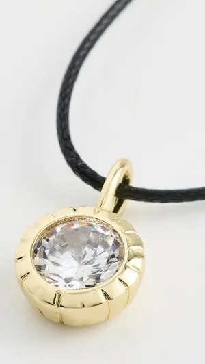 Alexa Leigh Round Bezel Leather Necklace