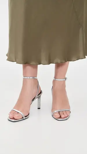 Tory Burch Pave Heeled Sandals - Silver