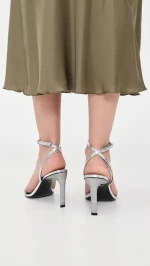 Tory Burch Pave Heeled Sandals - Silver