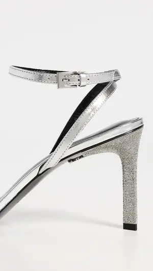 Tory Burch Pave Heeled Sandals - Silver