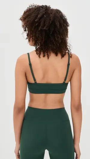 Sporty & Rich Serif Logo Mini Sports Bra - Forest
