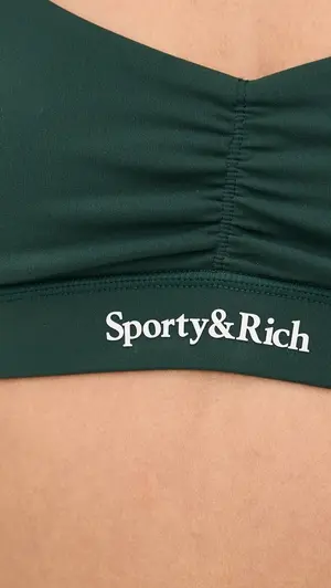 Sporty & Rich Serif Logo Mini Sports Bra - Forest