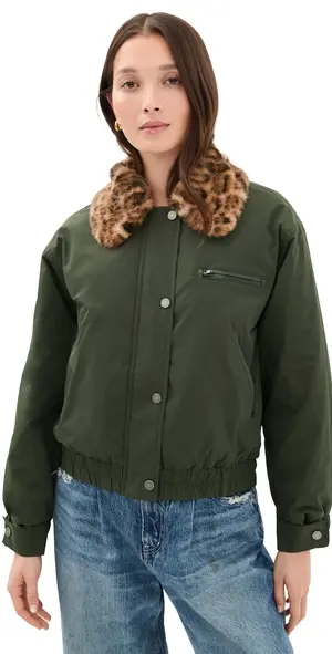 Baum Und Pferdgarten Bronte Leopard Faux Fur Collar Jacket