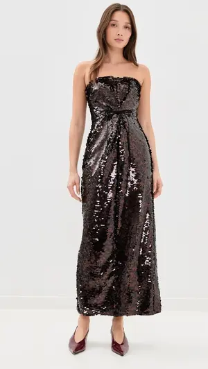 Staud Cece Strapless Maxi Dress - Espresso/black