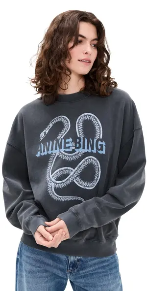 ANINE BING Harvey Crew Snake Sweatshirt