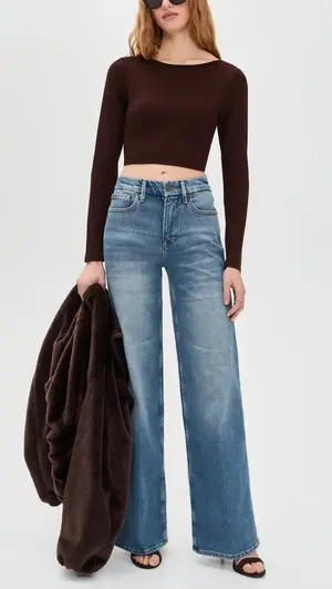 Good American Good Skate Wide Leg Jeans