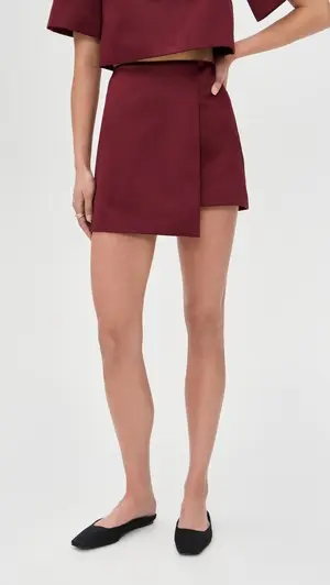 BY MALENE BIRGER Raye Asymmetrical Mini Skirt - Cabernet