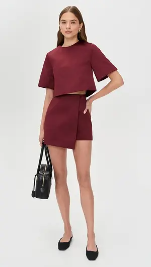 BY MALENE BIRGER Raye Asymmetrical Mini Skirt - Cabernet
