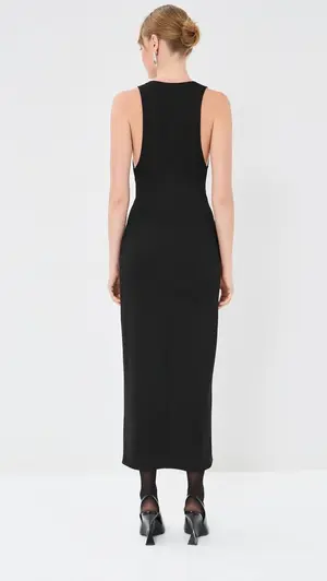 Attico Sleeveless Faux Wrap Midi Dress With Silver-tone Hardware