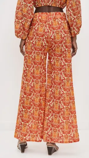 Eywasouls Malibu Fleur-de-lis Print Wide Leg Pants