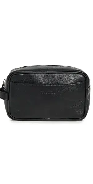 LES DEUX Faux Leather Wash Bag - Black/black
