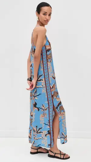 Las Surenas Tiger Print Maxi Dress