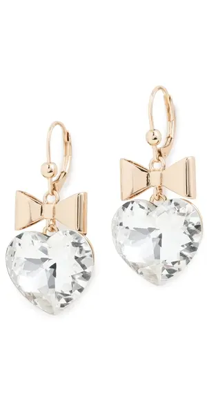 Tory Burch Heart And Bow Drop Earrings - Tory Gold / Crystal