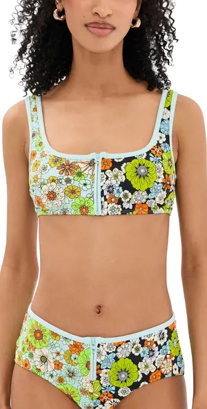ALEMAIS Zip Scoop Bikini Top - Multi