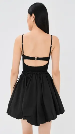 Attico Ribbed Jersey Mini Dress - Black