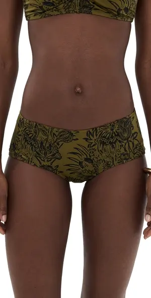 Ulla Johnson Amalfi Bikini Bottoms - Olive Flora