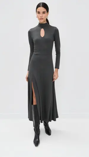LE BOP Ashley Ponte Midi Dress - Charcoal Heather