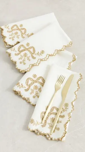 LoveShackFancy Winter Ribbon Napkins Set Of 4