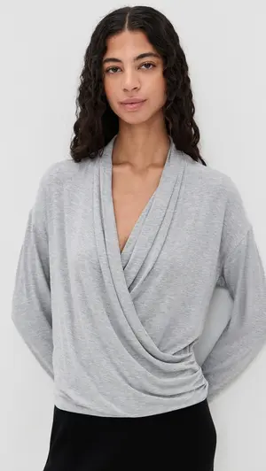 Vince Relaxed Long Sleeve Wrap Top