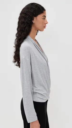 Vince Relaxed Long Sleeve Wrap Top