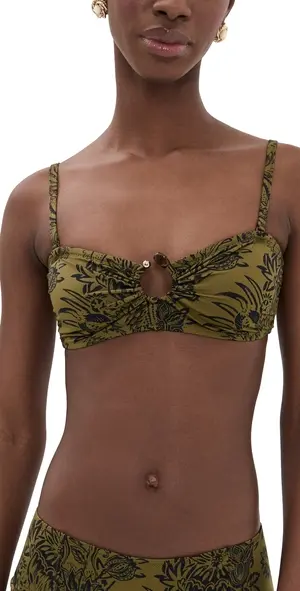 Ulla Johnson Corfu Bikini Top - Olive Flora