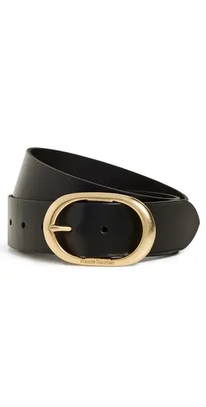 FAVORITE DAUGHTER Leather Belt - Black/antique Brass