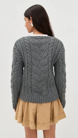LE BOP Sabine Cable Knit Sweater - Charcoal Grey