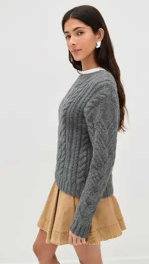 LE BOP Sabine Cable Knit Sweater - Charcoal Grey