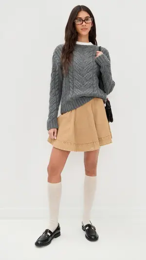 LE BOP Sabine Cable Knit Sweater - Charcoal Grey