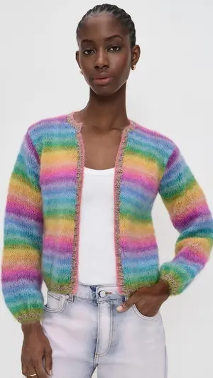 ROSE CARMINE Striped Mohair-blend Mini Jacket