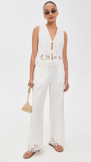 Rails Emmie Embroidered Pants - White Palm Embroidery