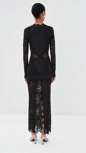 Rabanne Long Lace Dress - Black