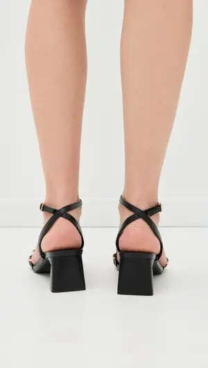 Simkhai Faye Beaded Leather Block Heel Sandals