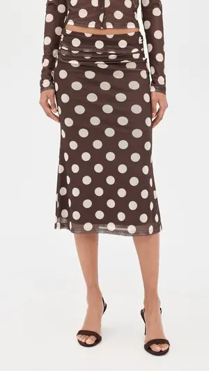 BAILEY ROSE Polka-dot Midi Skirt
