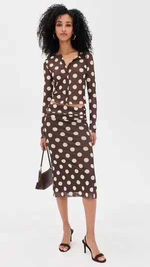 BAILEY ROSE Polka-dot Midi Skirt