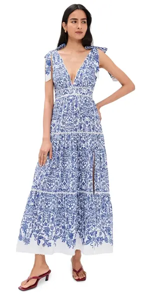 Poupette St Barth Perla Long Dress - Blue Tiare