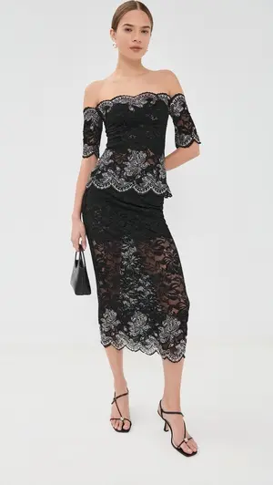 Rabanne Embellished Lace Midi Skirt