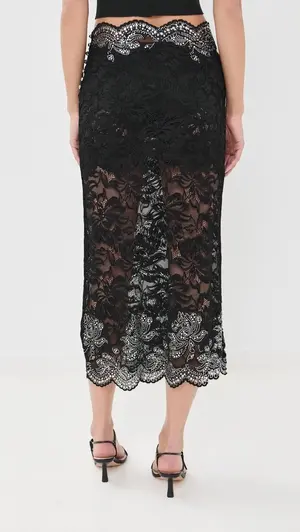 Rabanne Embellished Lace Midi Skirt