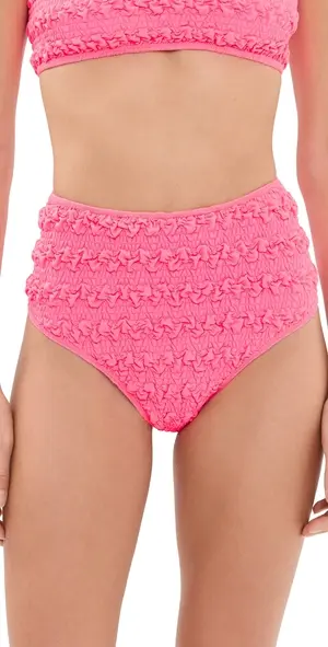 Sea Cybelle Smocked High Waisted Bikini Bottoms - Pink