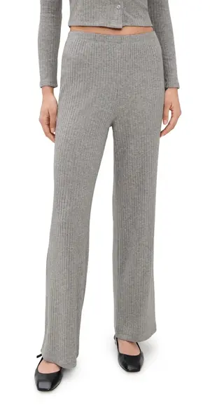 LE BOP Mia Ribbed Knit Pants - Heather Grey