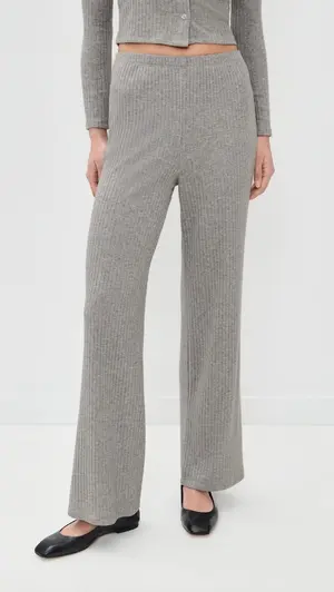 LE BOP Mia Ribbed Knit Pants - Heather Grey
