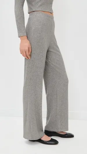 LE BOP Mia Ribbed Knit Pants - Heather Grey