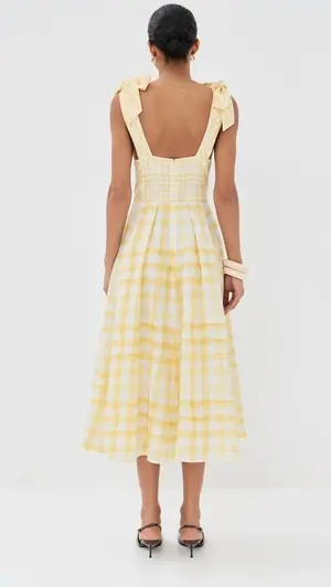 Rosie Assoulin Bow Shoulder Midi Dress - Yellow