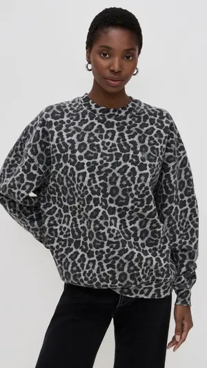 ANINE BING Miles Print Sweatshirt - Leopard