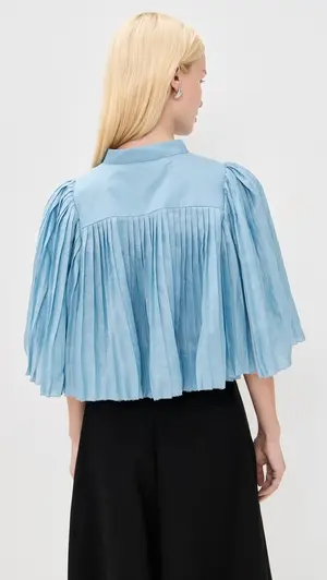 Sea Solene Solid Pleated Top